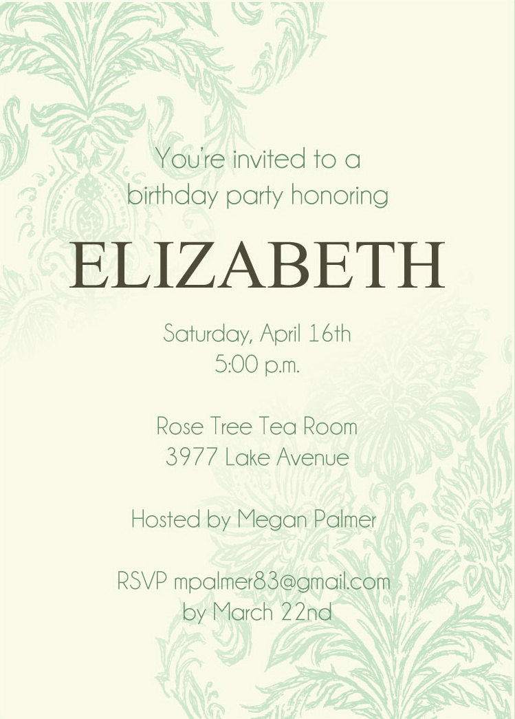 Vintage Damask Adult Birthday Invitations On Luulla