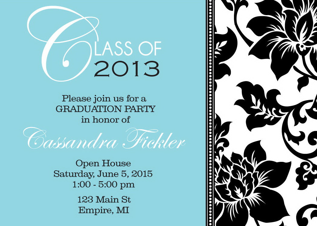Floral Border Graduation Party Invitations - Digital File on Luulla